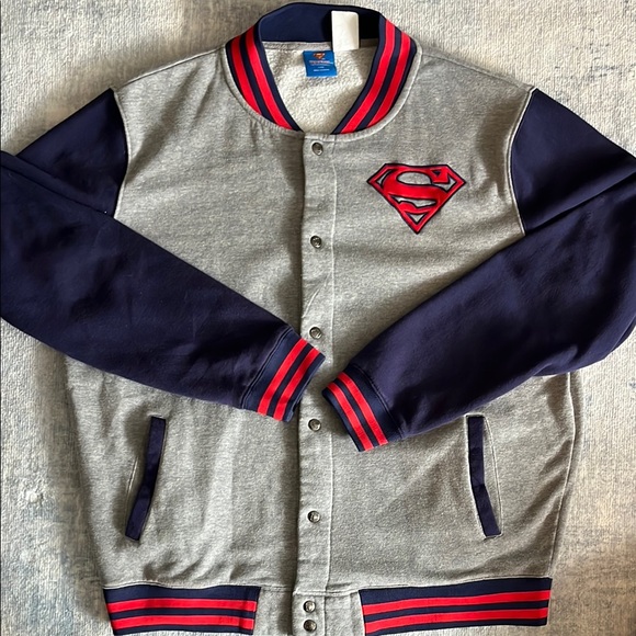 DC Comics | Jackets & Coats | Dc Comics Superman Gray And Navy Bomber ...